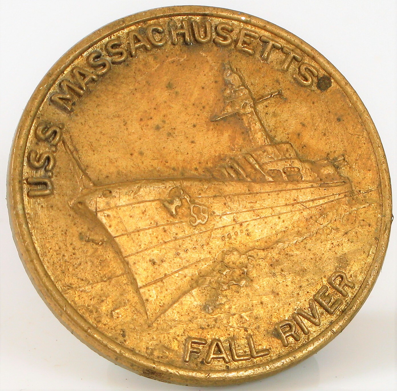 VTG DESIGNER BATES & KLINKE SOUVENIR FOB TOKEN USS MASSACHUSETTS ...