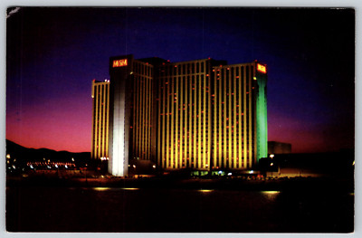 MGM Grand Hotel Reno Nevada Night Illuminated Photo Continental Vintage ...