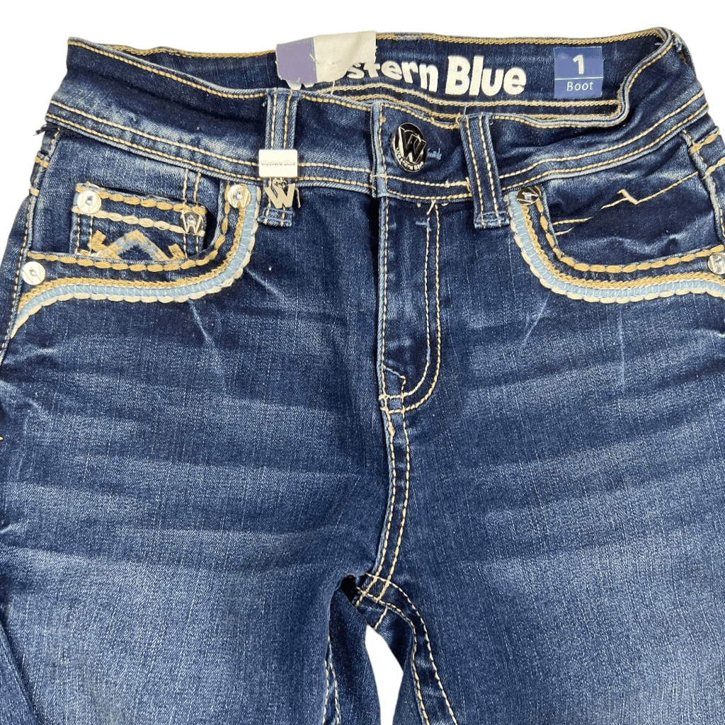 Western Blue Jeans Women's 1 Blue Boot Cut Solid with Embroidered ...