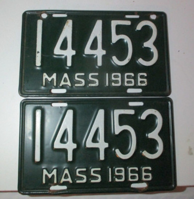 1966 Massachusetts Motorcycle License Plate Tag pair 14453 | eBay