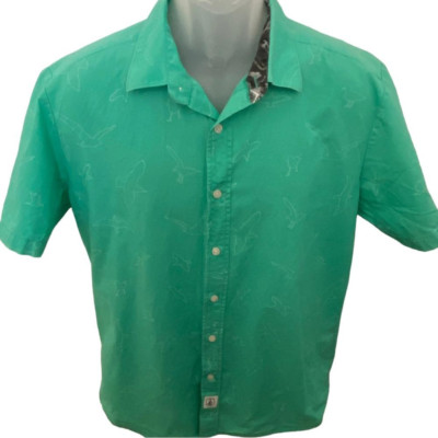 VOLCOM Bird Green Collared Short Sleeve Shirt Men M Medium | eBay