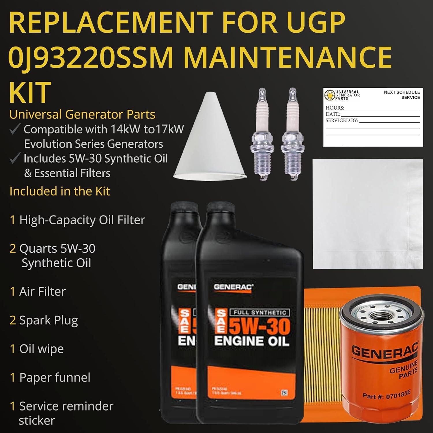 Generac 0J93220SSM Maintenance Kit 990 14-17KW | eBay