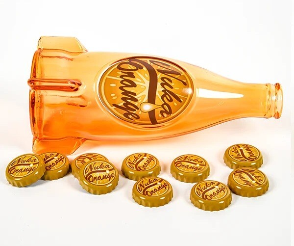 Fallout Nuka Cola Orange Glass Rocket Bottle & 10 Caps IN STOCK NEW | eBay