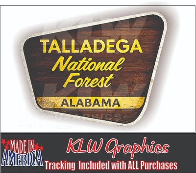 Talladega National Forest Alabama Sticker Rustic Wood Sign Decal USA | eBay