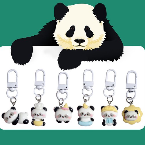 Cute Panda Key Chain Cartoon Swim Ring Doll Pendant Keyring Charms Car ...