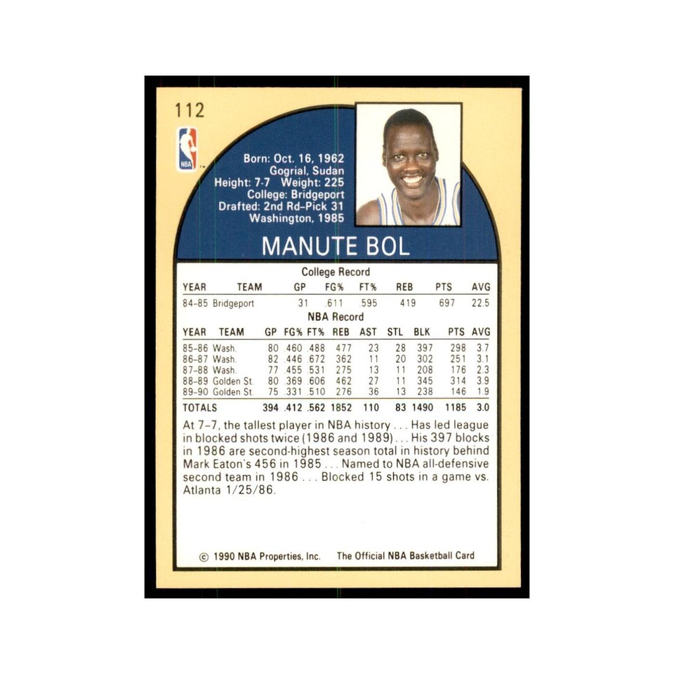 1990 NBA Hoops Manute Bol Basketball Cards #112 | eBay