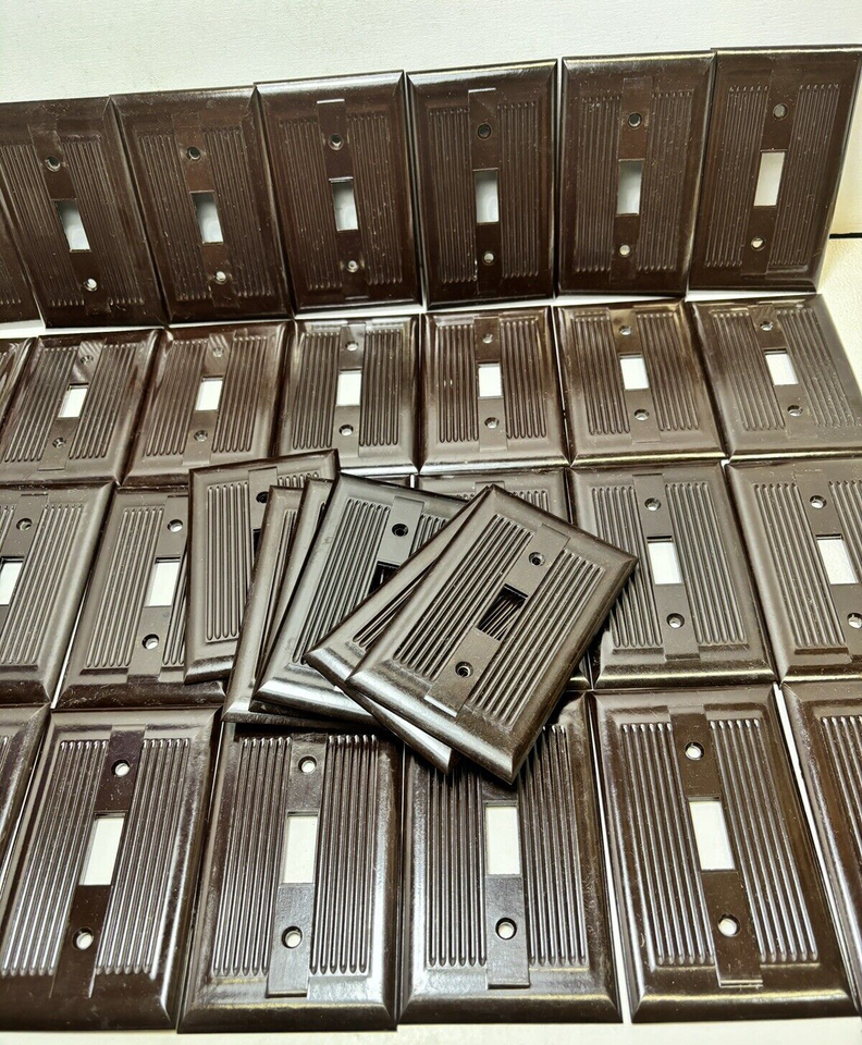 vtg Brown Art Deco Ribbed Light Switch Cover #7203 National Tool LOT ...