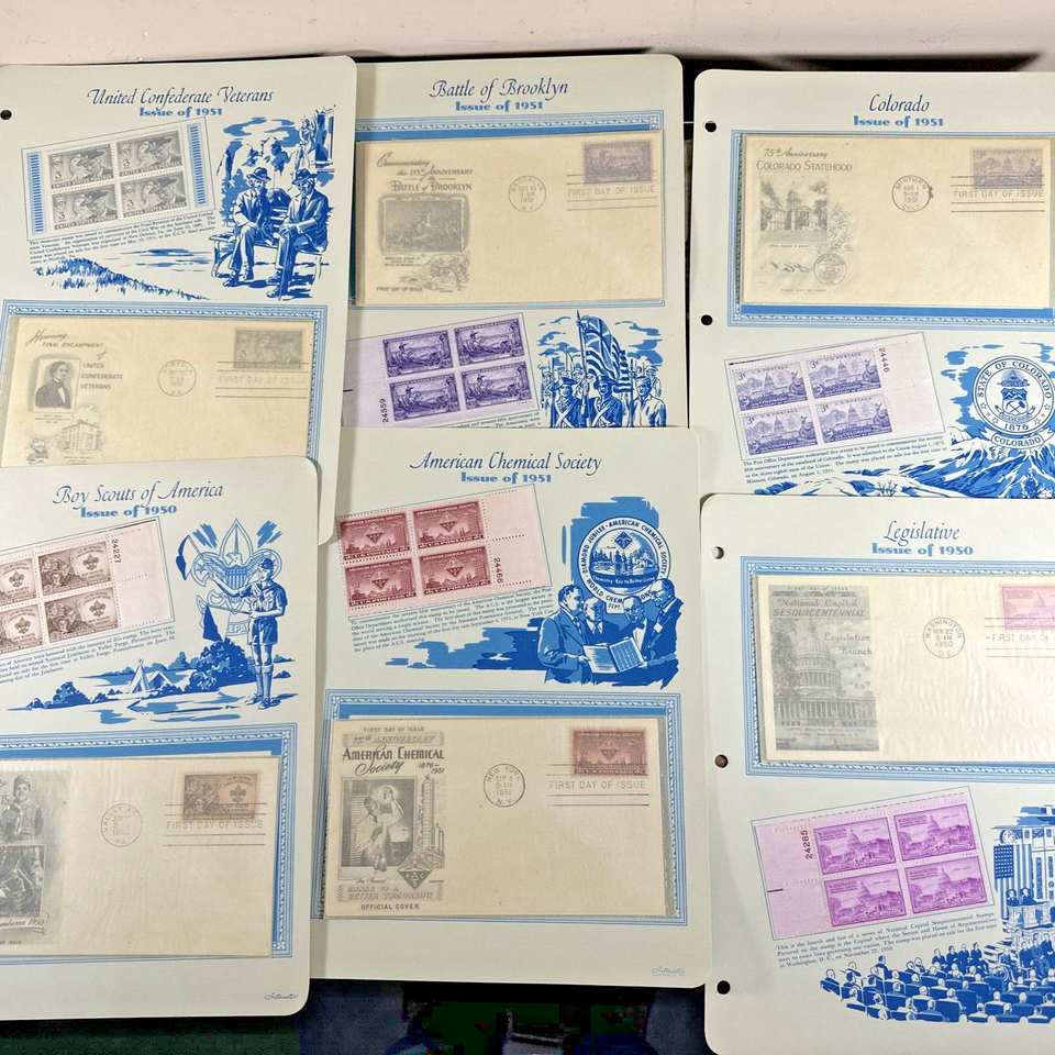 Vintage FIRST DAY COVERS & POSTAGE lot of 27 on album pages 1949-51 ...