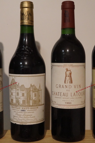 lot 2 vins Bordeaux Château HAUT-BRION + LATOUR 1993 GCC 75cl wine wein ...