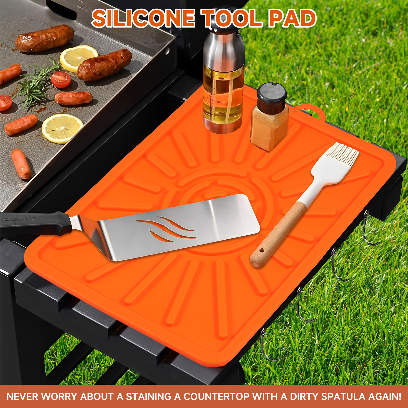 Silicone Spatula Mat Silicone Utensil Rest Pad 14.2 x 11.2 Inch Heat ...