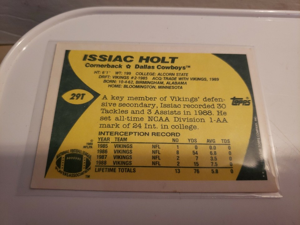 1989 Topps Traded #29T Issiac Holt - Dallas Cowboys - NFL | eBay