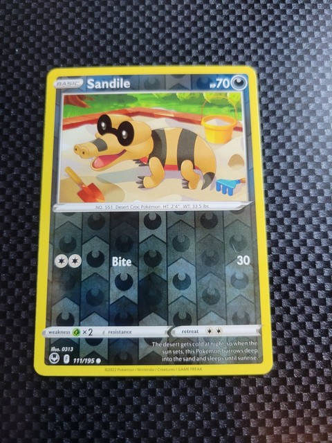 Pokémon TCG Sandile Silver Tempest 111/195 Reverse Holo Common for sale ...
