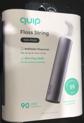 quip Refillable Floss String Dispenser Slate Metal Mint Refill New (B4 ...
