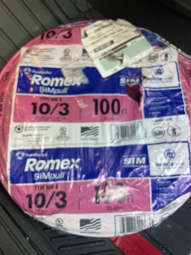 100 ft. 10/3 Solid Romex SIMpull CU NM-B W/G Wire Pink Coil | eBay