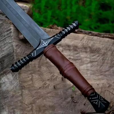 Marvelous Handmade Damascus Steel Medieval / Rapier Sword With Leather ...