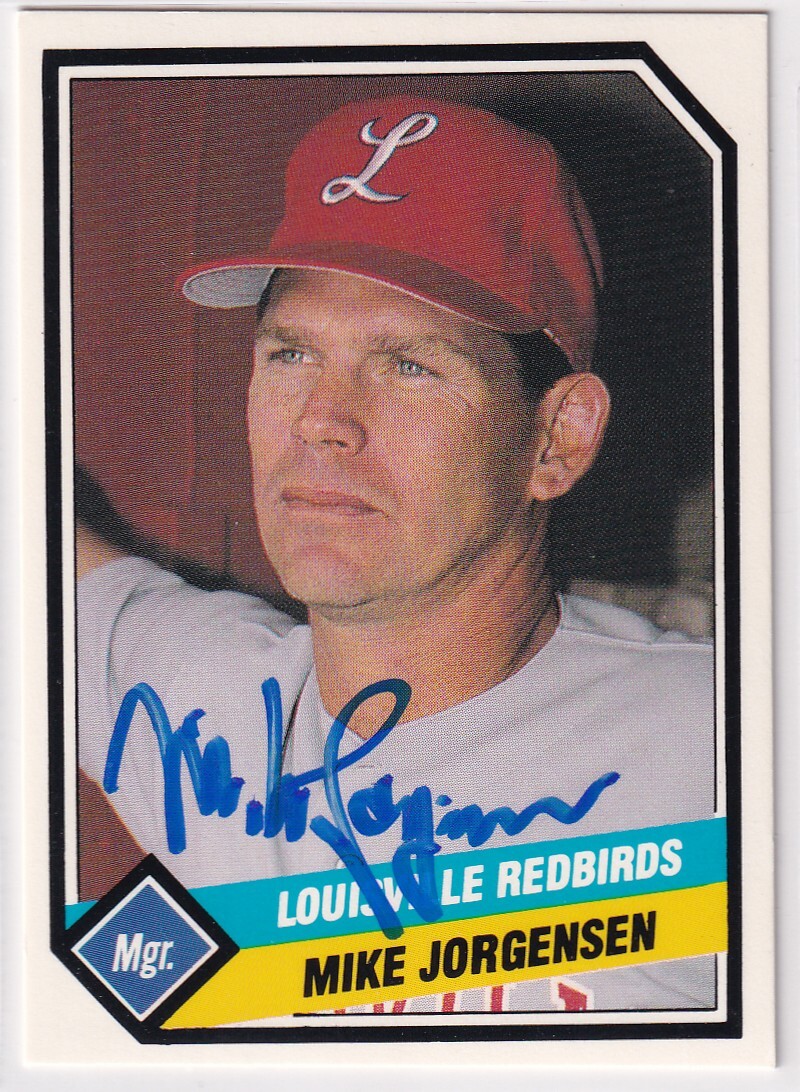 Mike Jorgensen 1989 CMC Louisville Redbirds SIGNED CARD AUTOGRAPHED ...