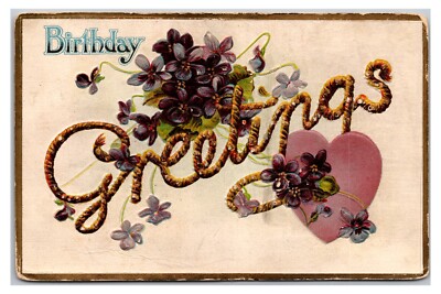 Antique Early 1900s - "Birthday Greetings" - Flowers Postcard (Posted ...