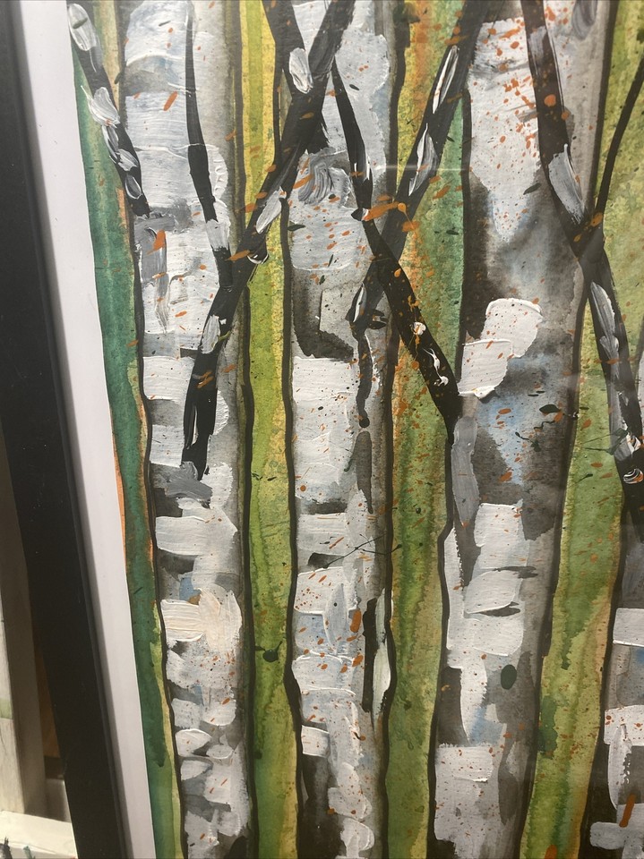 18/24 Original Painted On High Quality Paper, Abstract Birch Trees ...