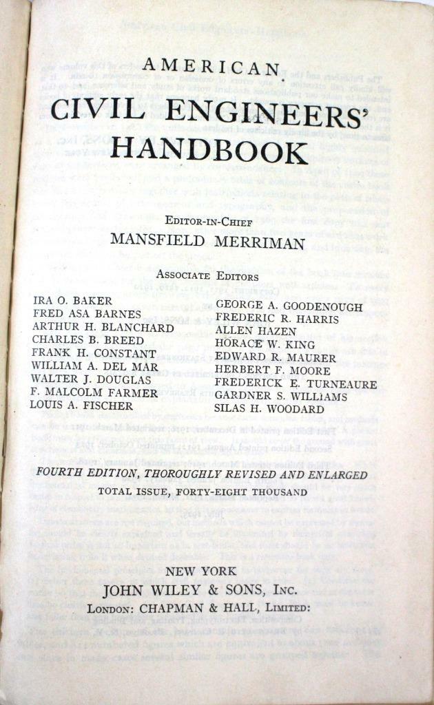 American Civil Engineers' Handbook by Mansfield Merriman | eBay