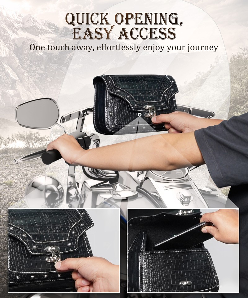 Motorcycle Windshield Bag Waterproof Studded Bag For Harley Road King ...