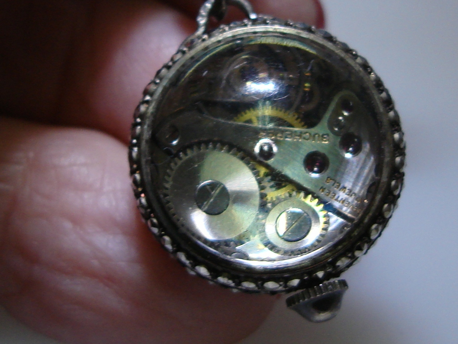 VINTAGE BUCHERER 17 JEWELS SKELETON BUBBLE WATCH PIN … - Gem