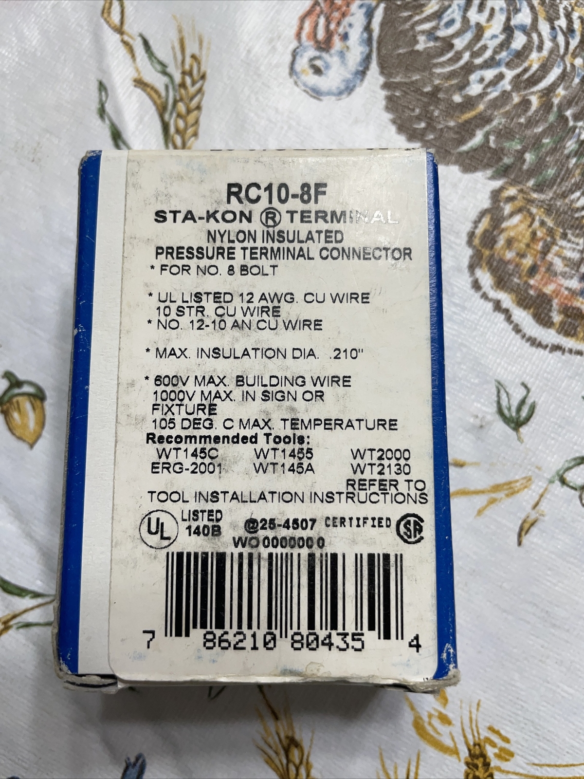 50 RC10-8F STA-KON Terminal Nylon Insulated Pressure Terminal ...