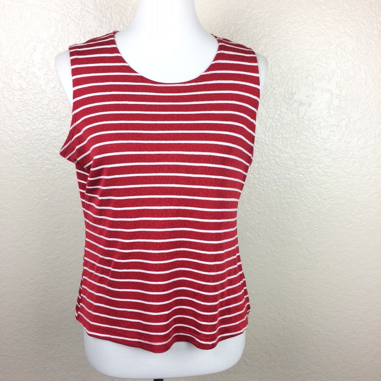 Notations Clothing Co. Women's Striped red & white sleeveless top Sz L ...