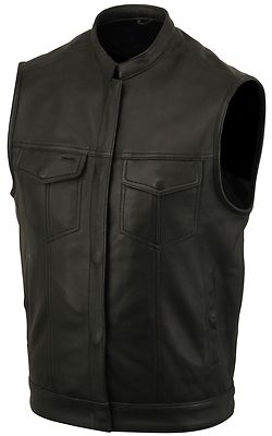 Men's Soft Premium Leather Motorcycle Biker Vest (concealed carry for ...