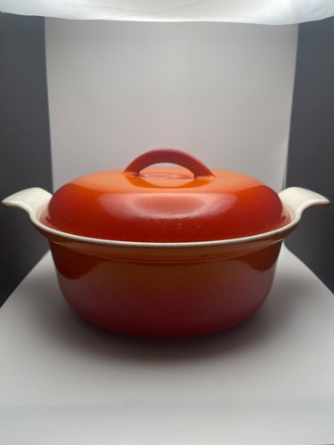 Vintage Descoware Cast Iron Enamel Dutch Oven FE Belgium 17-D 22d Flame ...