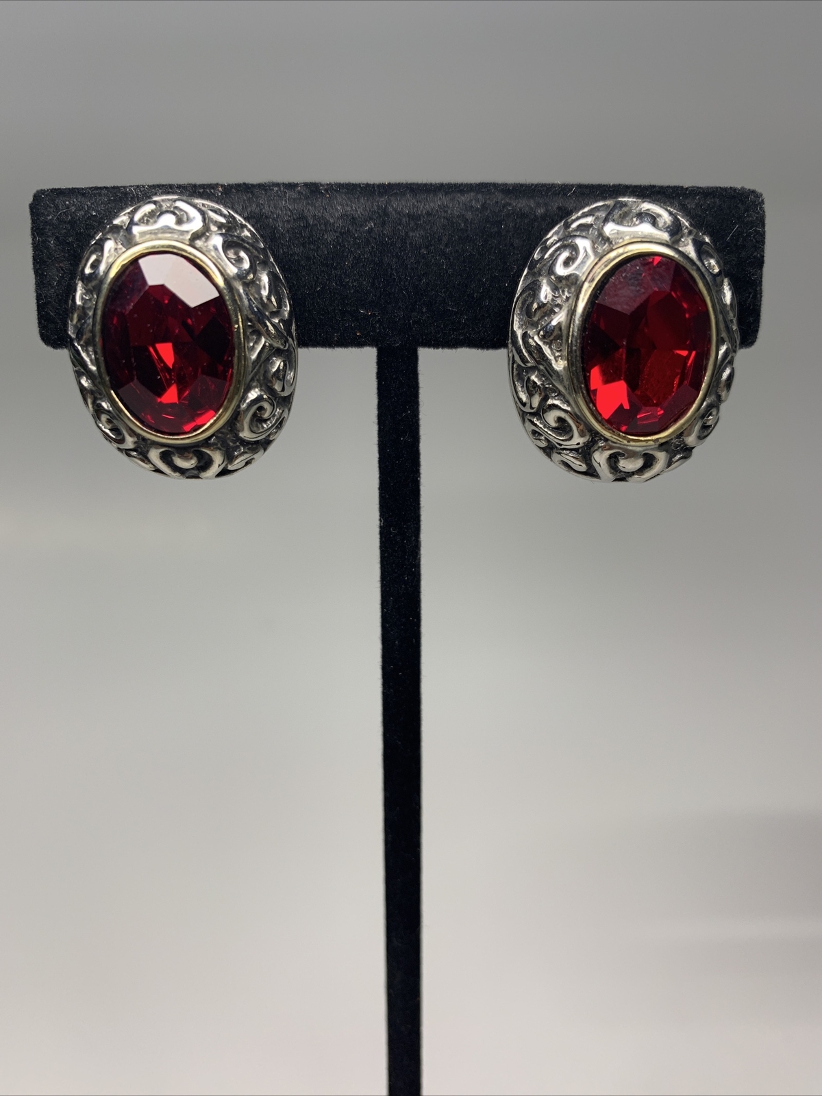 Vintage JC John Candice Australian Red Crystal Earrin… - Gem