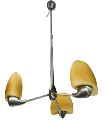 MILANO Illumination Lighting 16.5" 3 Arms Chandelier Lamp Silver Amber ...