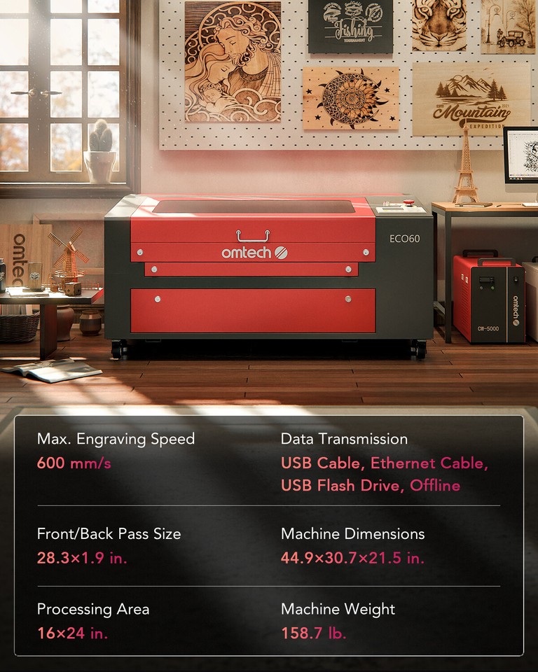 OMTech 60W CO2 Laser Engraving Cutting Machine CO2 Engraver Cutter ...