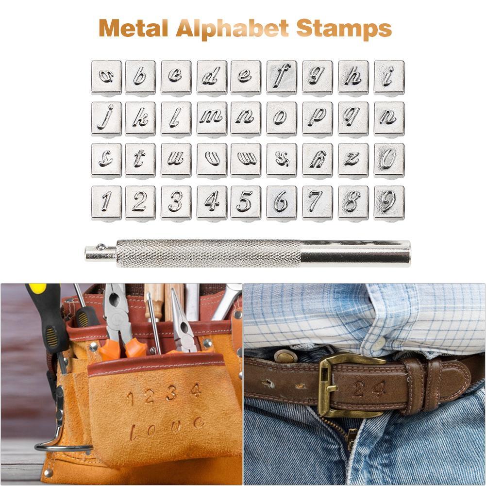 36pcs Steel Alphabet Number Stamp Punch Set for Leather Wood Craft Tool ...