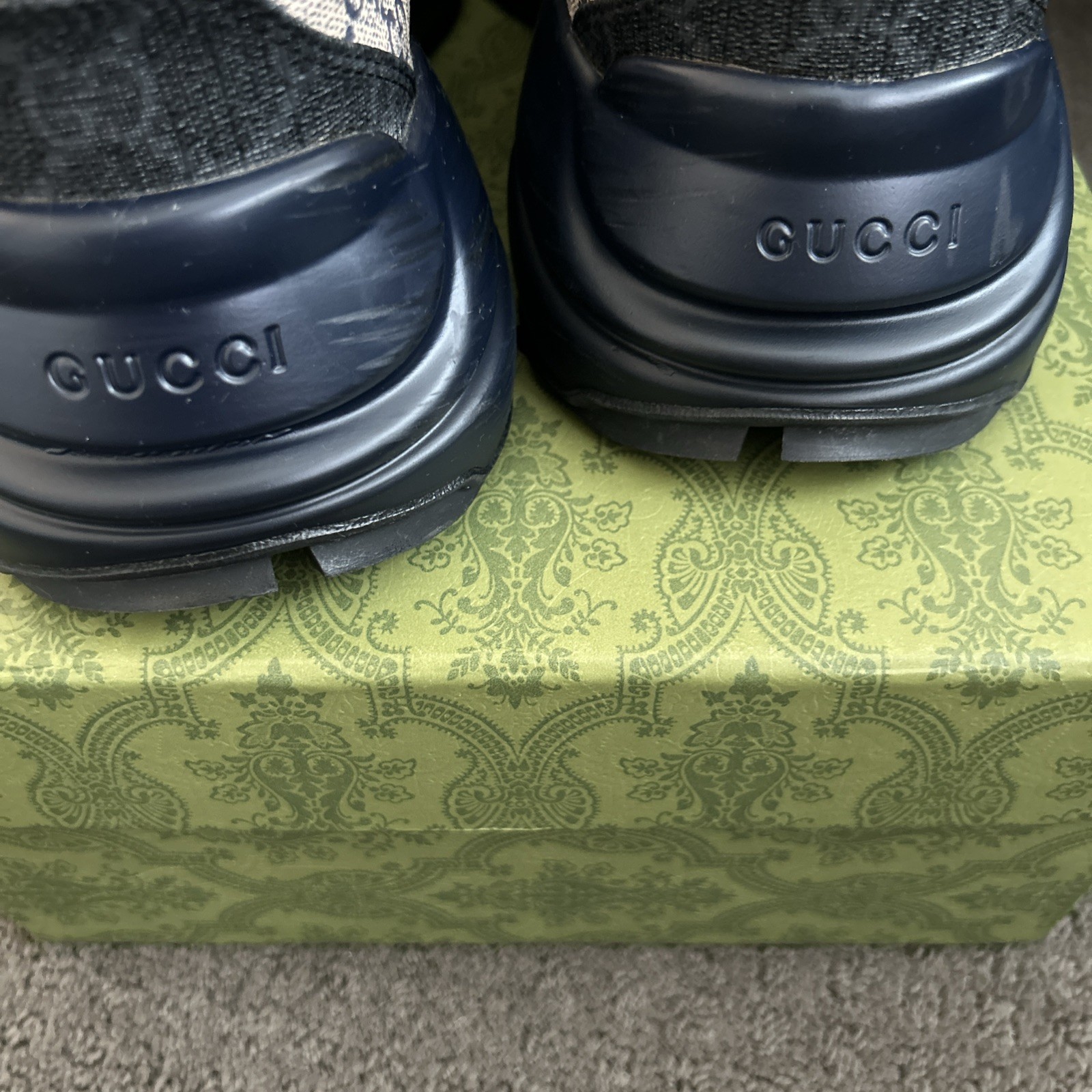 Gucci Rython GG Supreme Nero/Blue Men Sneakers - US 9-9.5 - Brand New ...