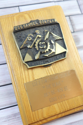 Vintage USS SAMUEL GOMPERS Eagle Crest Plaque Brass Wall Hanger | eBay