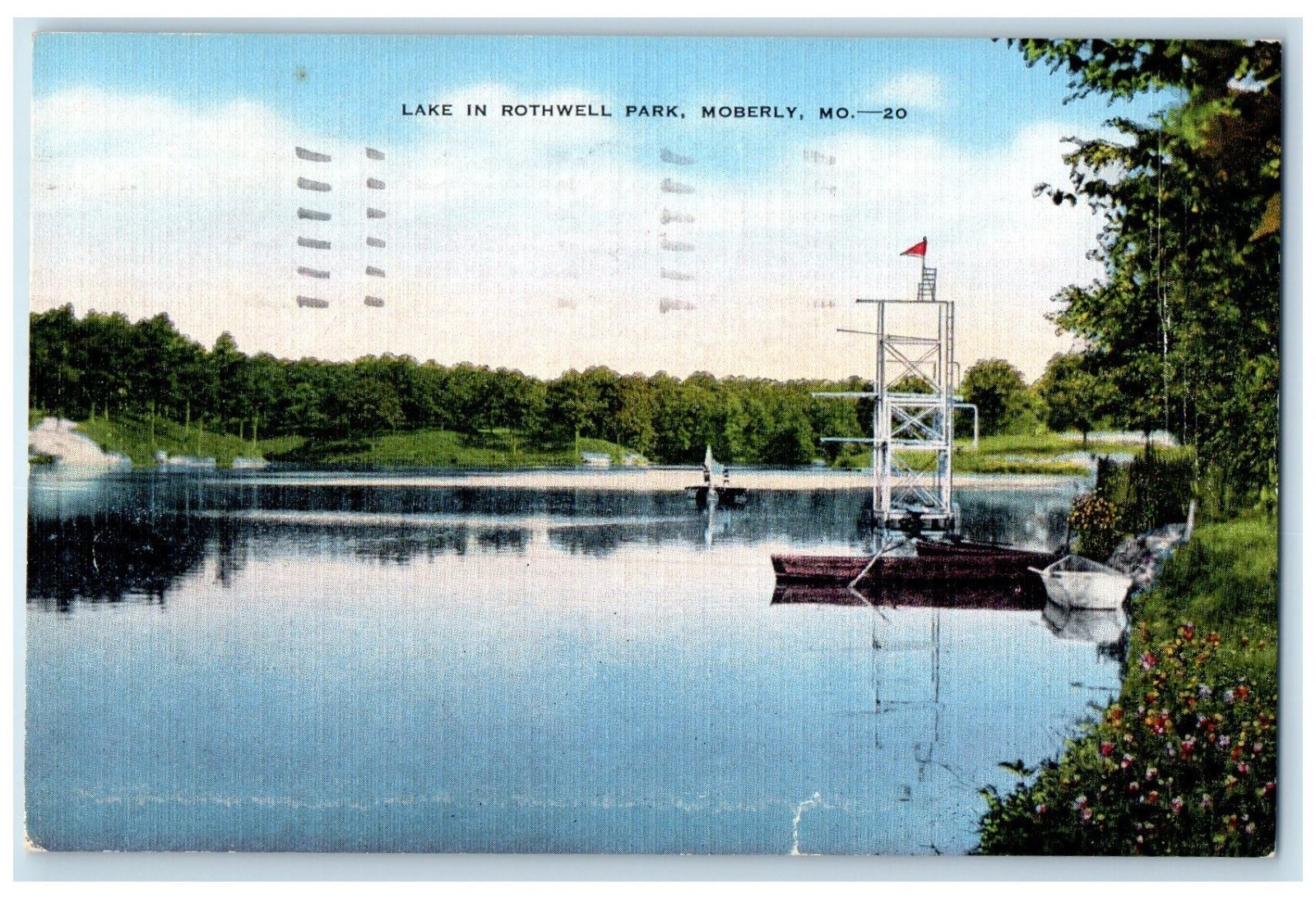 1948 View Of Lake In Rothwell Park Boat Moberly Missouri MO Vintage ...