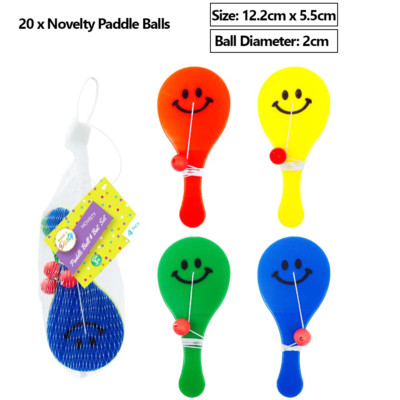 20 x Novelty Paddle Ball Kids Favours Toys Birthday Party Goodie Loot ...