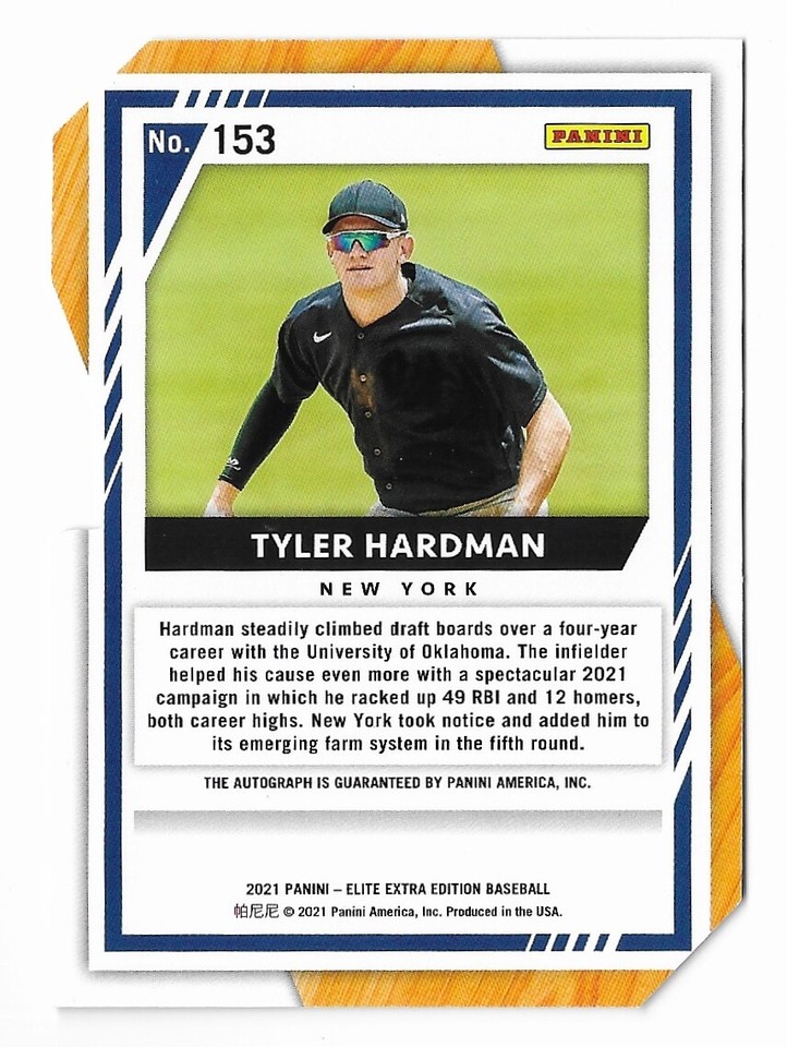 Tyler Hardman 2021 Elite Extra Edition Autograph Status Green #153 /36 ...