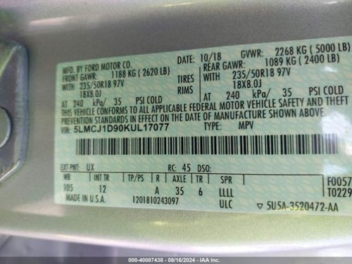 Passenger Right Fender Fits 19 MKC 3414730 | eBay