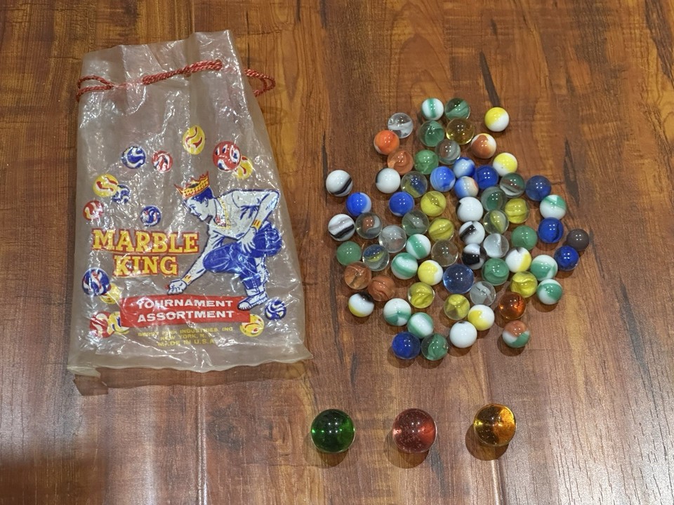 Marble King Tournament Assortment Marbles Poly Bag w/ 70 Assorted ...