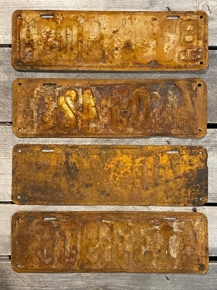 Junk License Plate Lot of 4 Minnesota, 1930s MN Rusty Old Plates MINN ...