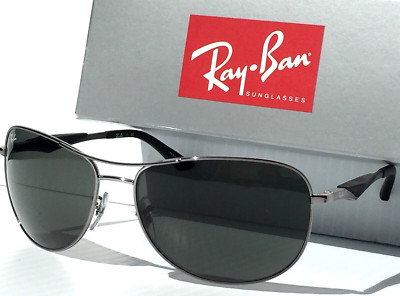 NEW Ray Ban Chrome & Black Frame with Black Lens Sunglass RB 3519 004/ ...
