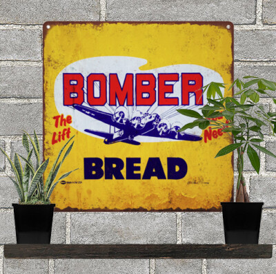 Bomber Bread Flying Plane Vintage Look Advertising Metal Sign 12 x 12 ...