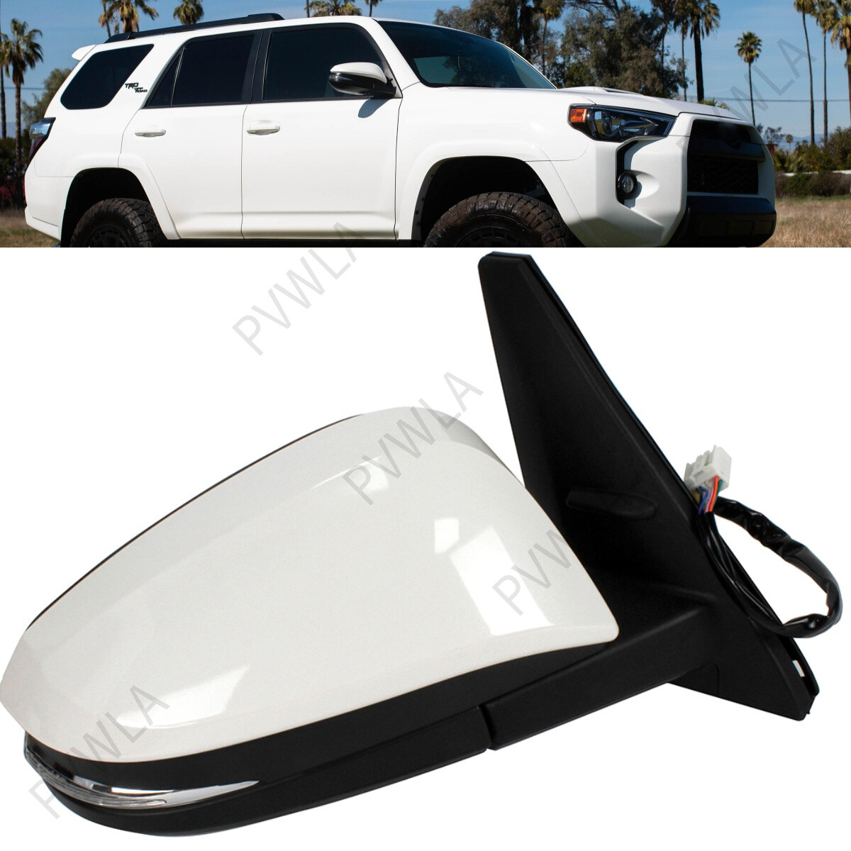 White Pearl 9Pins Puddle Light Mirror For Toyota 4Runner 2014-2023 ...