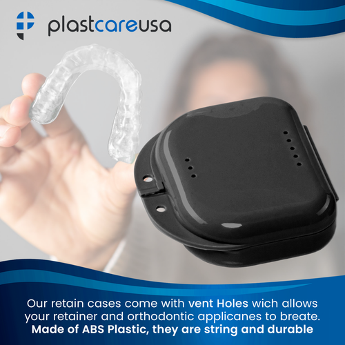 Black Retainer Case w/ Vent Holes - UV Cleaner Case, Mouth Guard ...