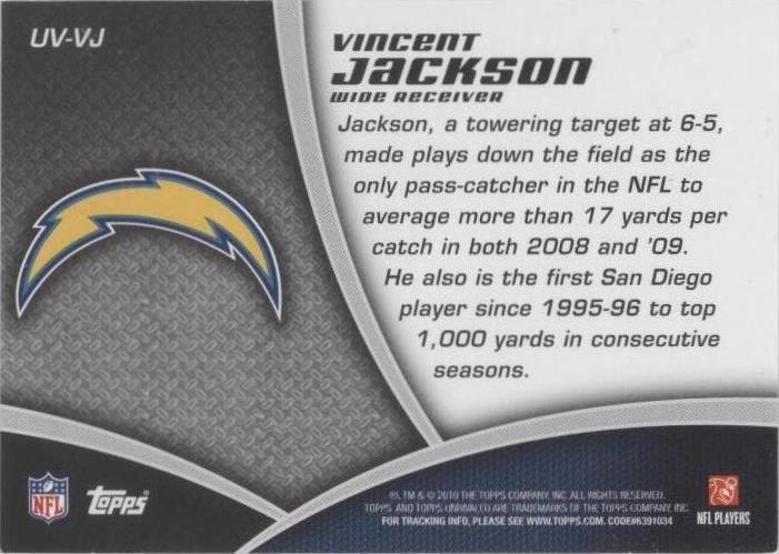 2010 Topps Unrivaled Vincent Jackson #UV-VJ for sale | eBay