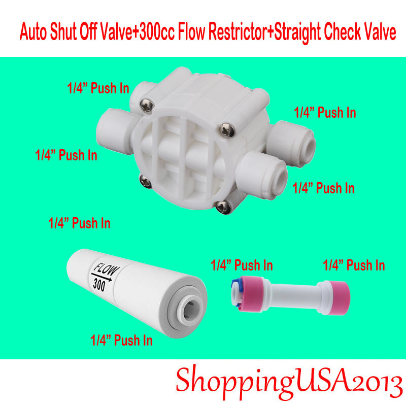 Auto Shut Off Valve 1/4" Check Valve Flow Restrictor RO Water Filter ...