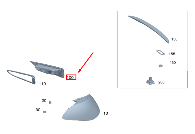 MERCEDES-BENZ GLE W167 Coupe Rear Right Inner Taillight A1679066607 NEW ...