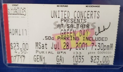 GREEN DAY Sat July 28 2001 United Concerts SALTAIR SLC Concert Ticket ...