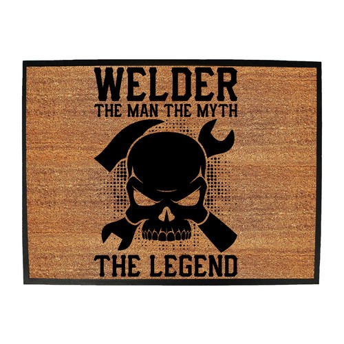 Welder The Man Myth Legend Skull - Funny Office Mancave Novelty Doormat ...